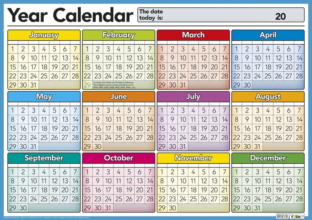 Yearly Calendar – Clever Child